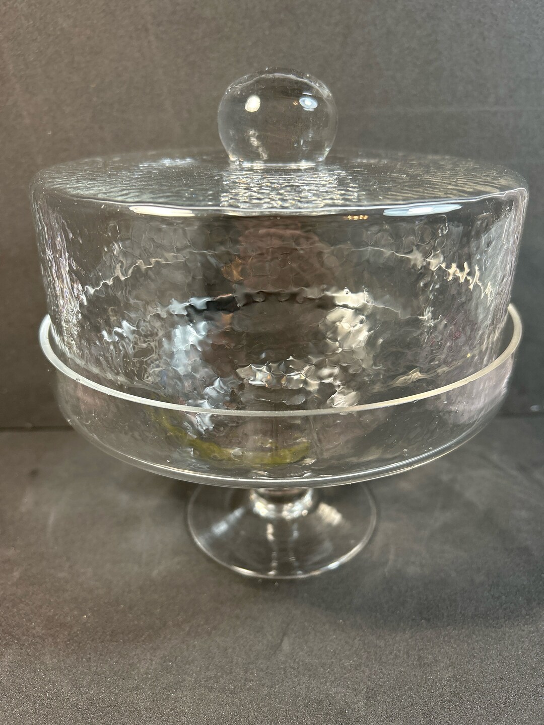 Vintage Domed Cake Stand Cake/desert Stand Textured Glass Dome Pedestal ...