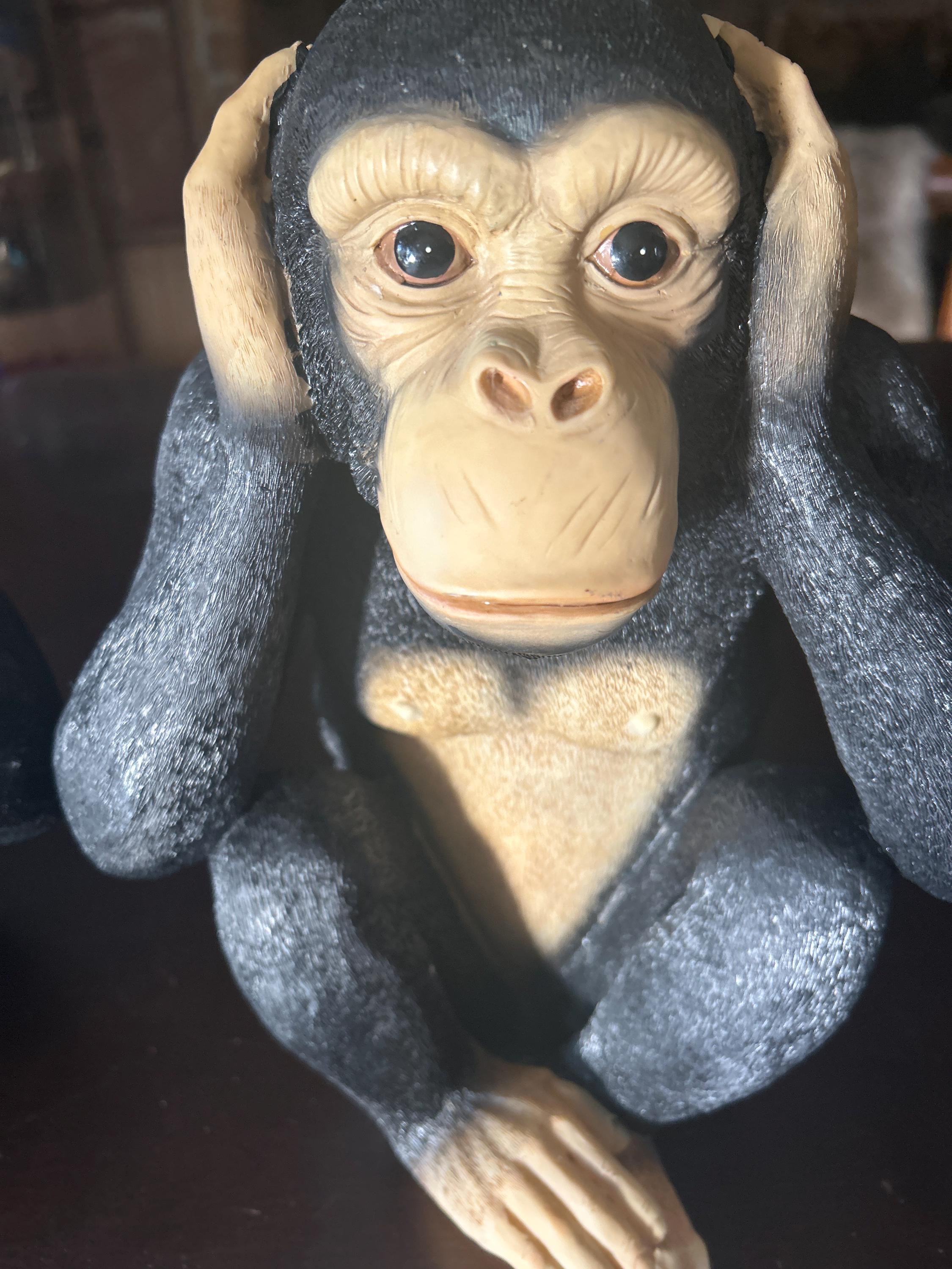 Vintage Large Monkey Chimpanzee Three Wise Monkey's See, Hear, Speak No ...