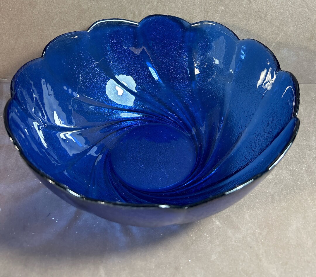 Vintage Beautiful Arcoroc France Cobalt Blue Glass Bowl - 1960s Marked ...