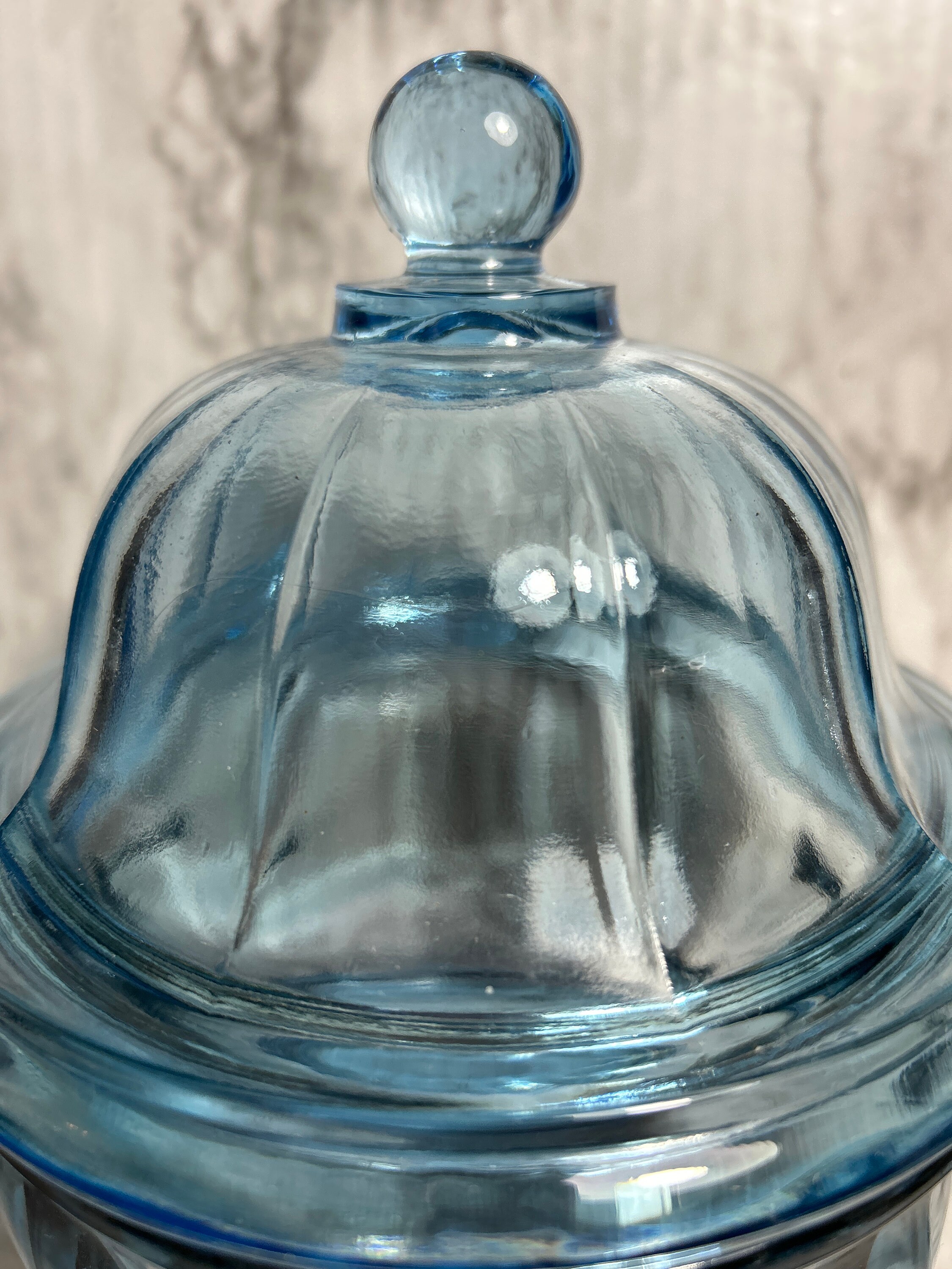 Vintage Indiana Glass Azure Blue Glass Heavy Paneled Candy/apothecary ...