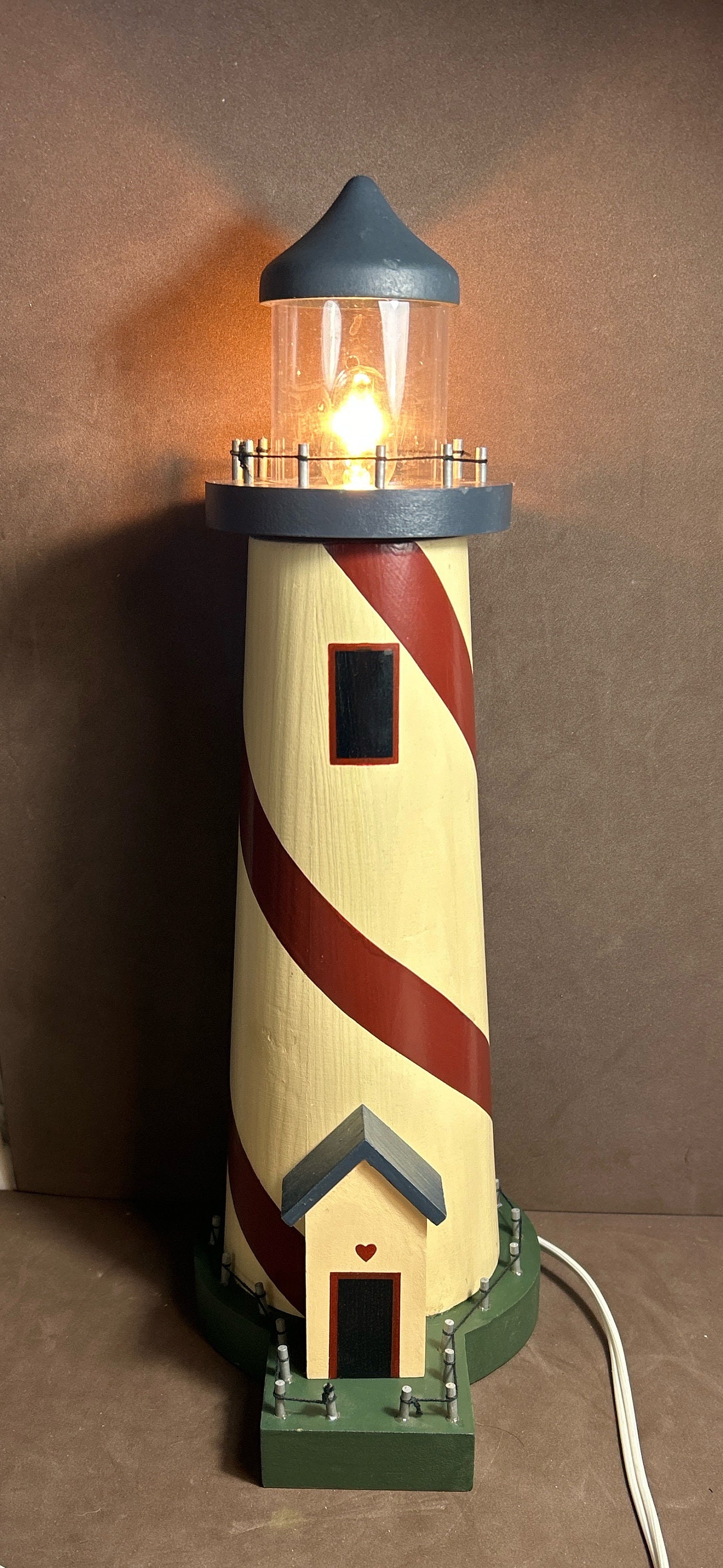 Vintage Wooden Handpainted Lighthouse Lamp Faith Rollins Nightlight ...