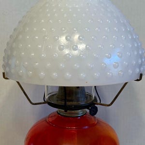 Antique Ruby Red Flashed Eagle Burner Kerosene Lamp White Hobnail Milk ...