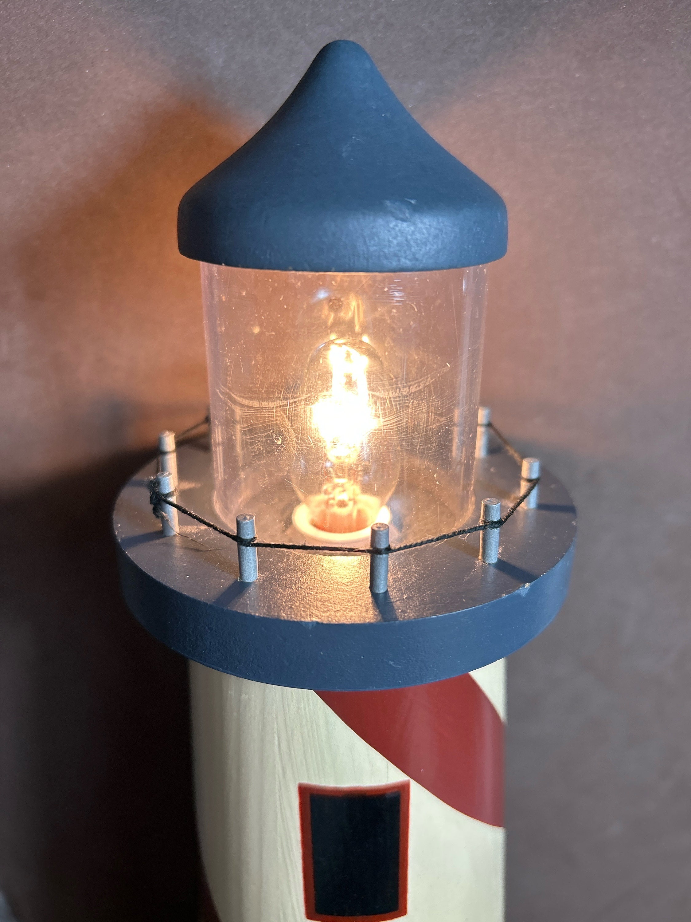 Vintage Wooden Handpainted Lighthouse Lamp Faith Rollins Nightlight ...