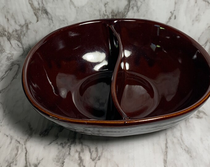Marcrest Stoneware Divided Bowl, Vintage 10" 50 - 50 Casserole Dish - Etsy
