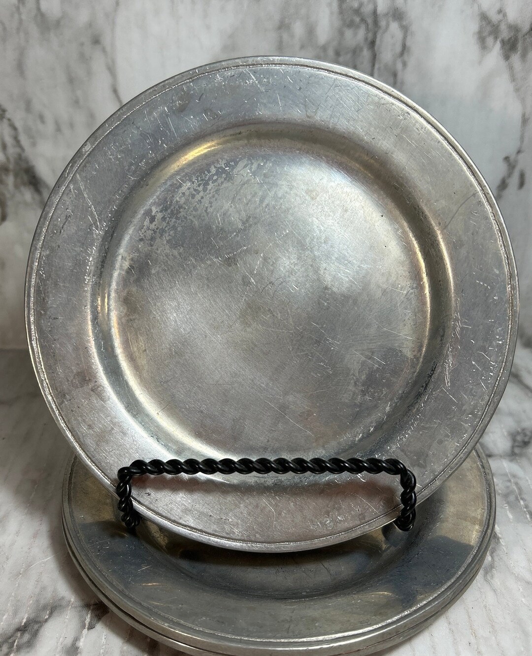 Antique RWP Wilton Armetate Columbia PA USA Pewter 6 Bread Plates Set ...