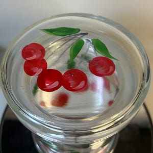 Vintage Glass Canister With Hand-painted Cherries Jar Lidded Cherry’s 6 ...