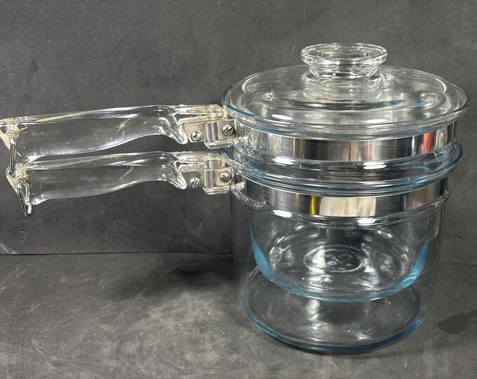 Vintage Pyrex Flameware Double Boiler & Insert W/glass Lid 6283 All 3 ...