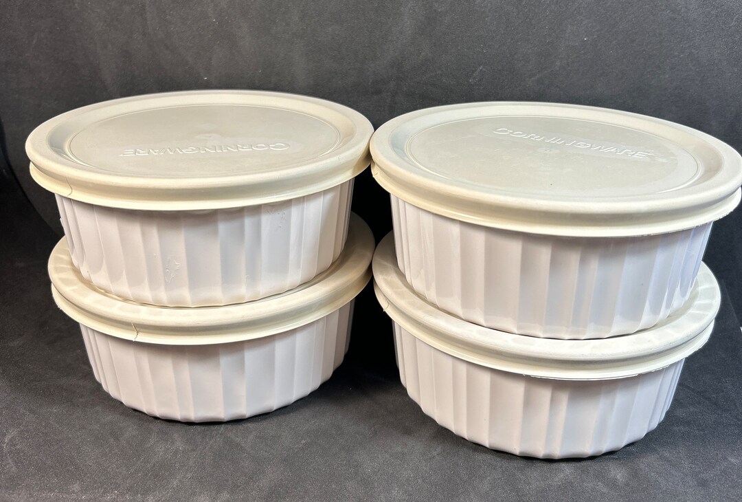 Corningware French White Bowls With Plastic Lids, 16 Ozs, Corning ...