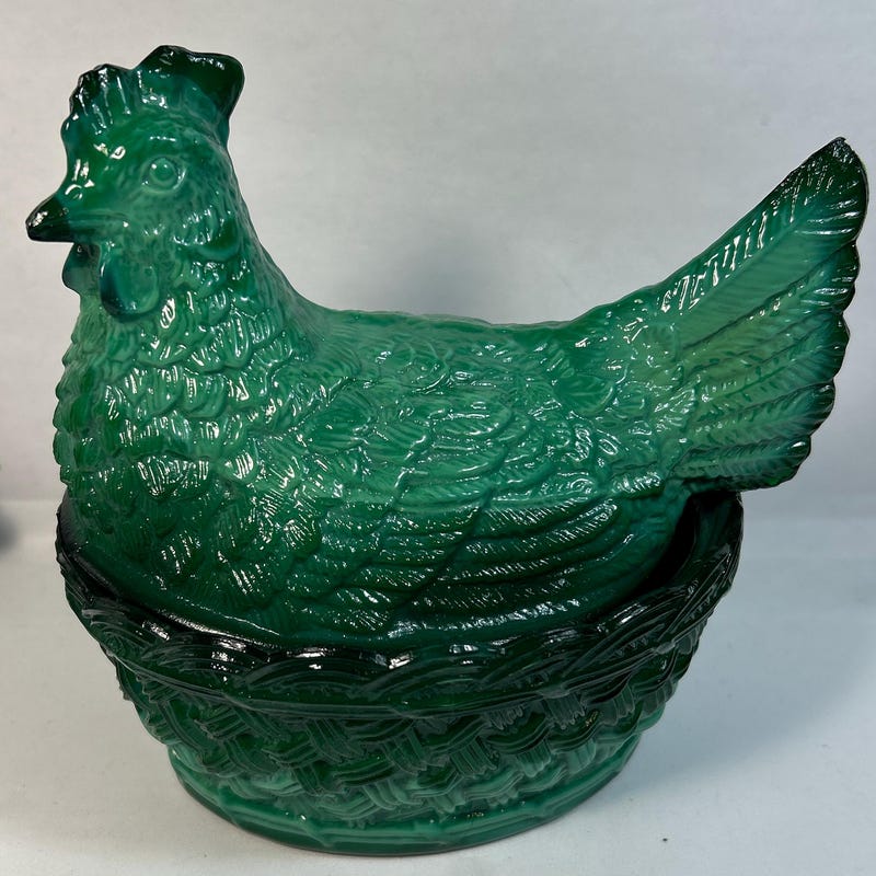 Glass Hen on Nest - Etsy