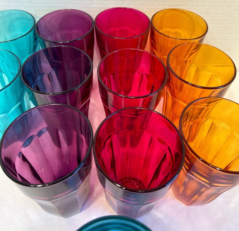 Beautiful Jewel Colored Drinking Glass Tumblers Set of 4 Glasses One of ...