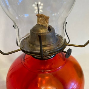 Antique Ruby Red Flashed Eagle Burner Kerosene Lamp White Hobnail Milk ...