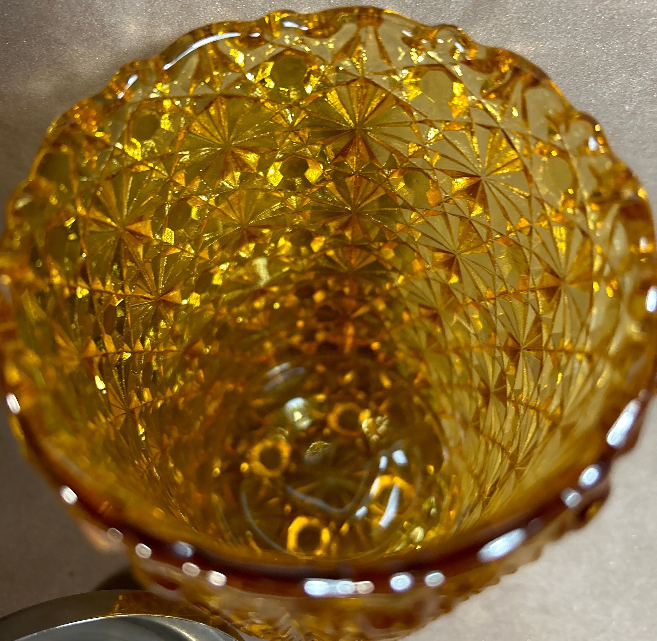 Vintage Rare Amber Jar Daisy and Button Unmarked Pickle Jar Metal Lid ...