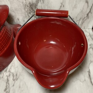 Vintage Set of 3 Ceramic Nesting Mixing Bowls Maroon /cranberry With Ceramic Handles and Spouts ...