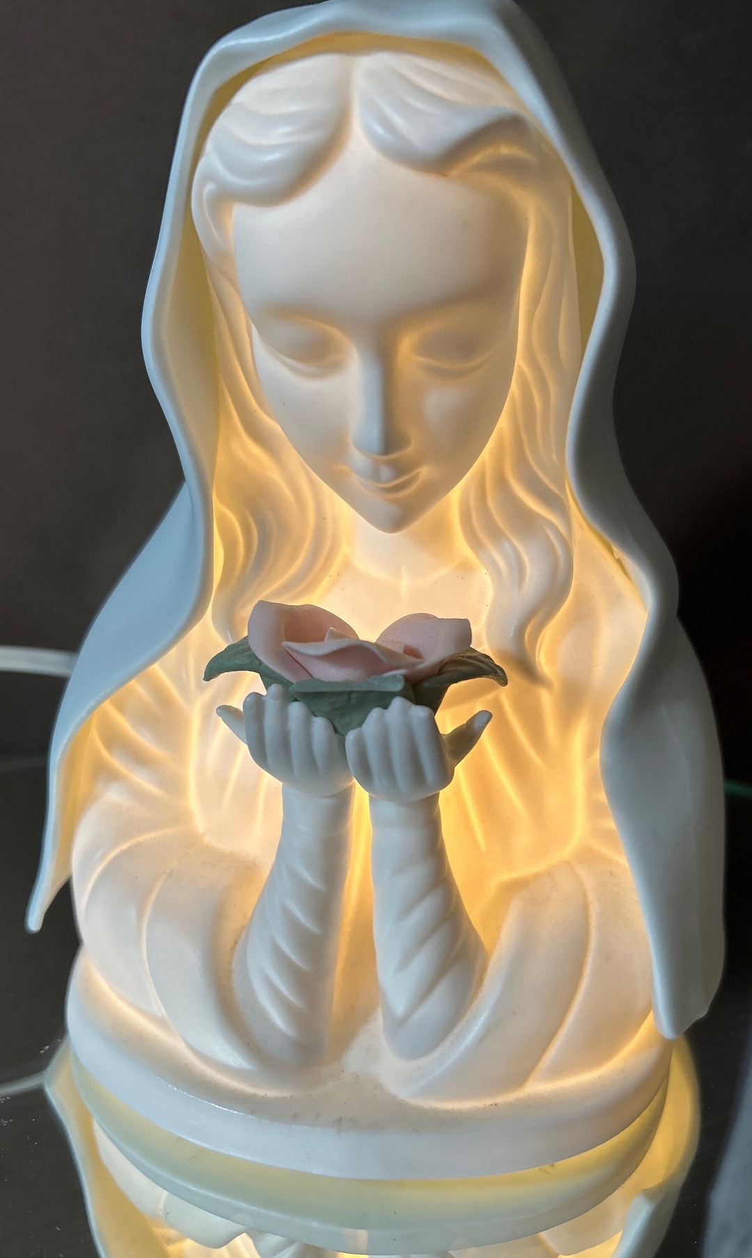 Vintage Blue Madonna Virgin Mary Porcelain Bisque Finish Electric ...