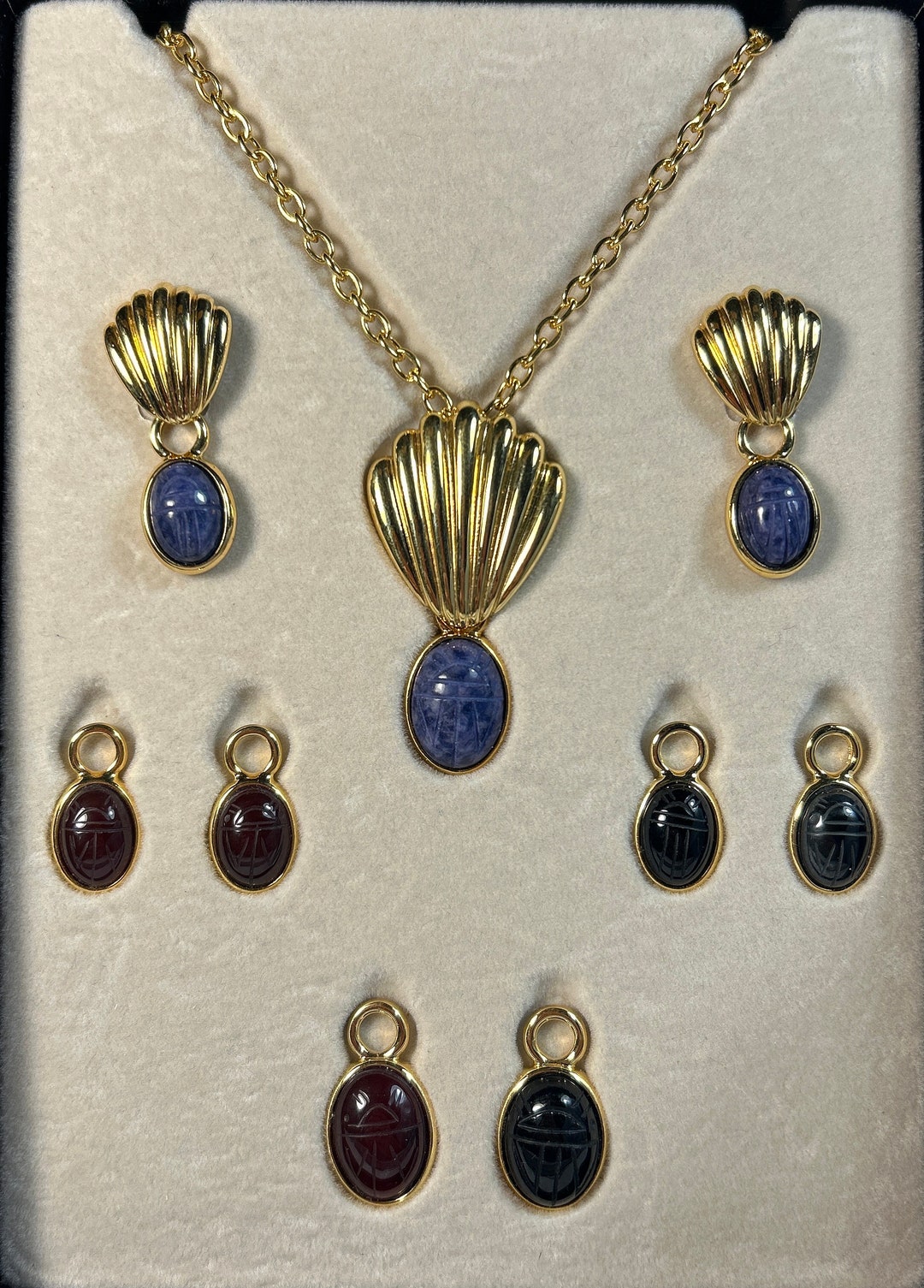 Vintage Weingeroff Carved Scarab Shell Pendant Interchangeable Gold ...