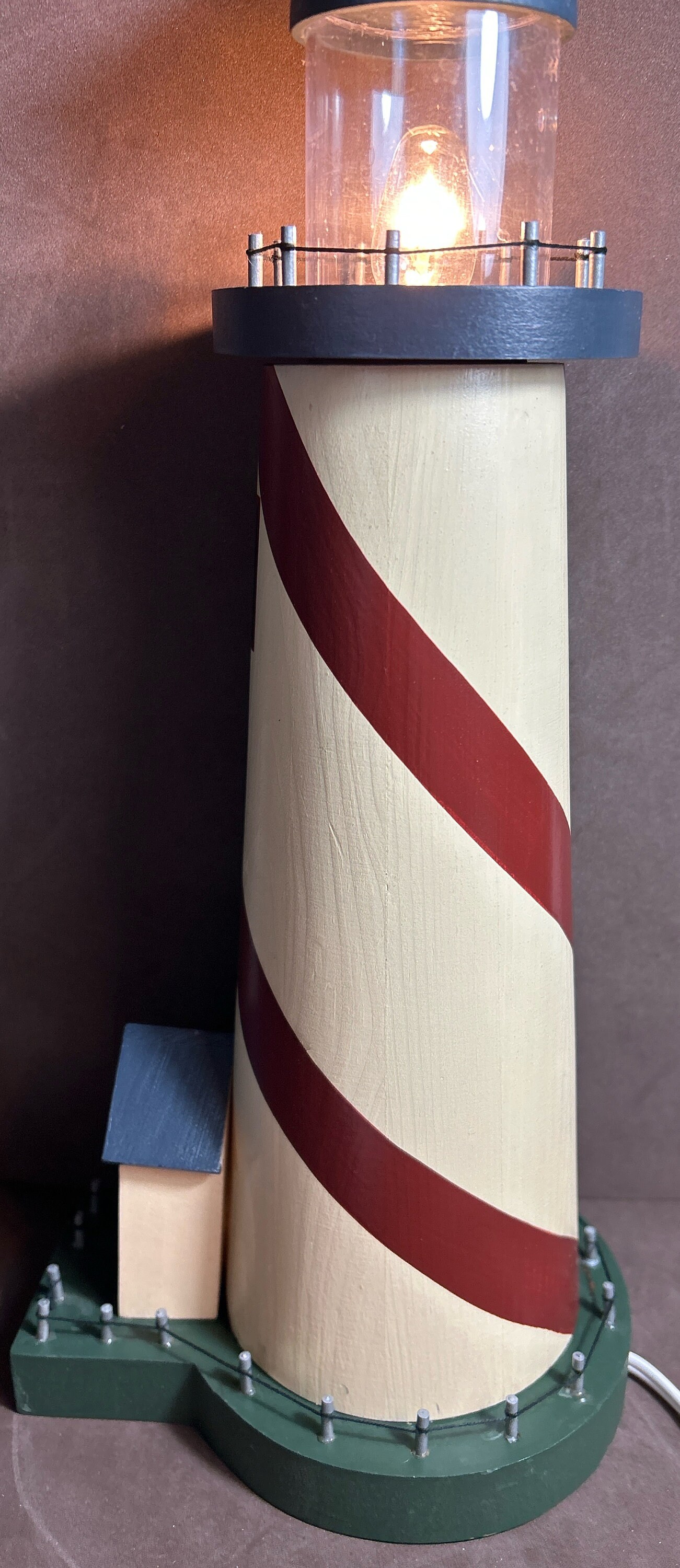 Vintage Wooden Handpainted Lighthouse Lamp Faith Rollins Nightlight ...