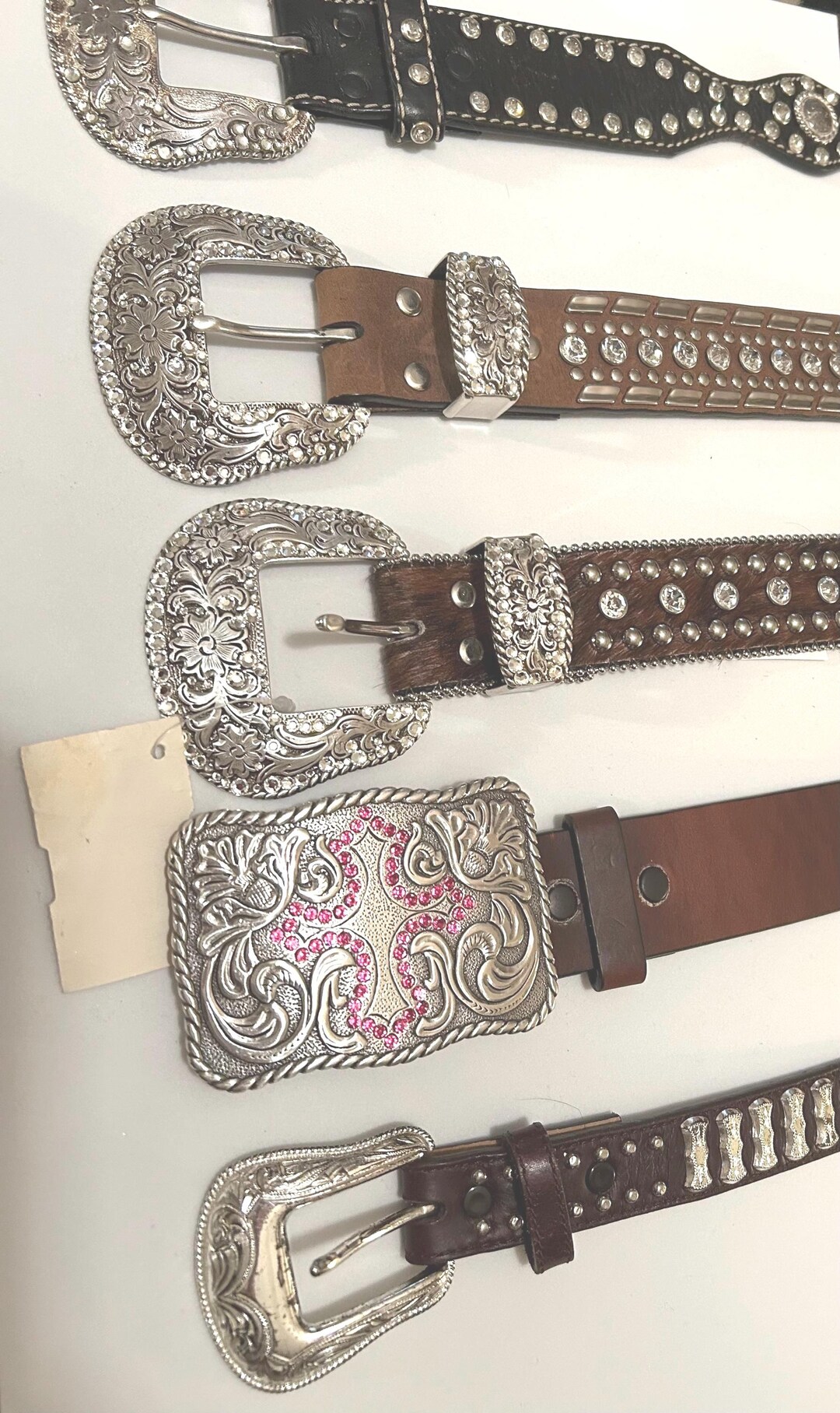 Womens Leather Rhinestone Western Belts Nocona Enmon Heavy Buckle ...