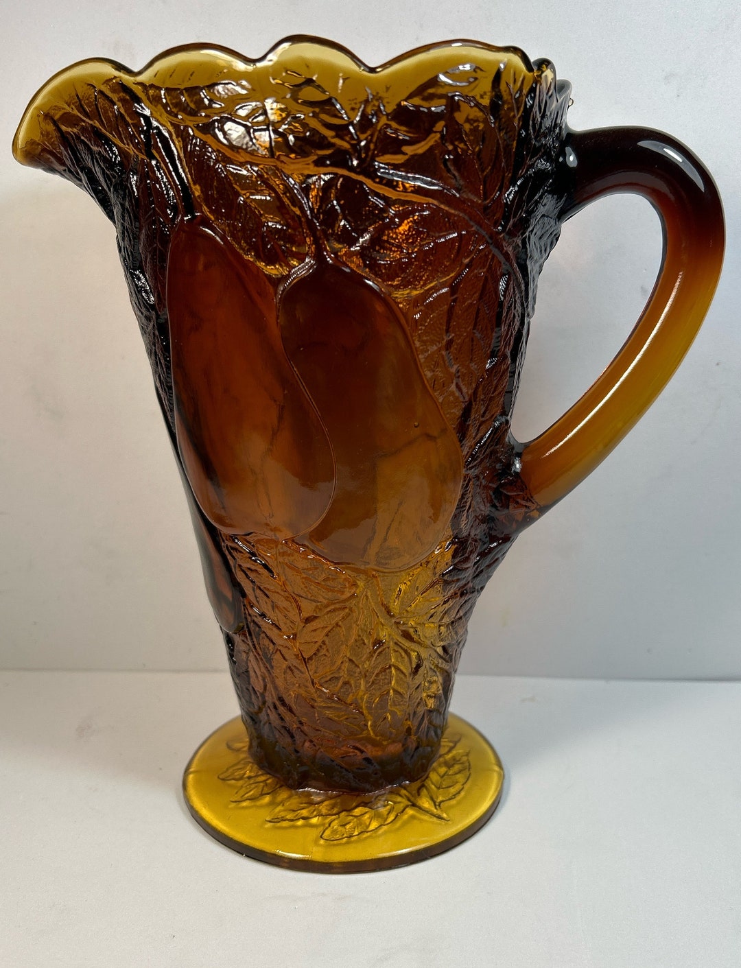 Vintage Tiara Glassware Burnt Honey Sweet Pear Pitcher 80s Tiara Glass ...