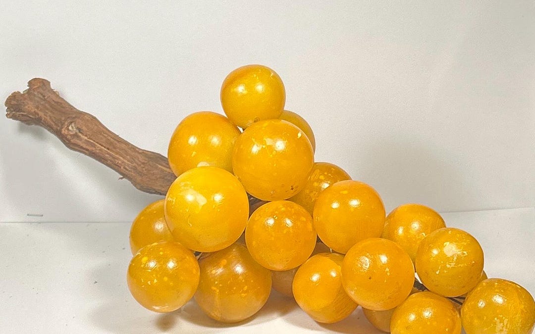 MCM Italian Orange/yellow Alabaster Stone Grape Clusters 18”L Round 2.5 ...