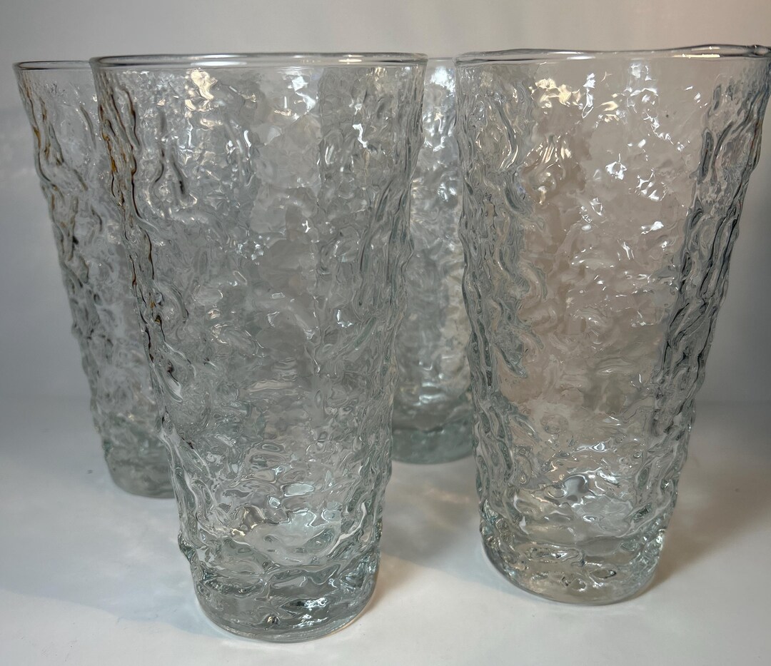 Vintage 1960’s Crinkle Crater Clear Glass Tumblers Glassware Drinkware ...