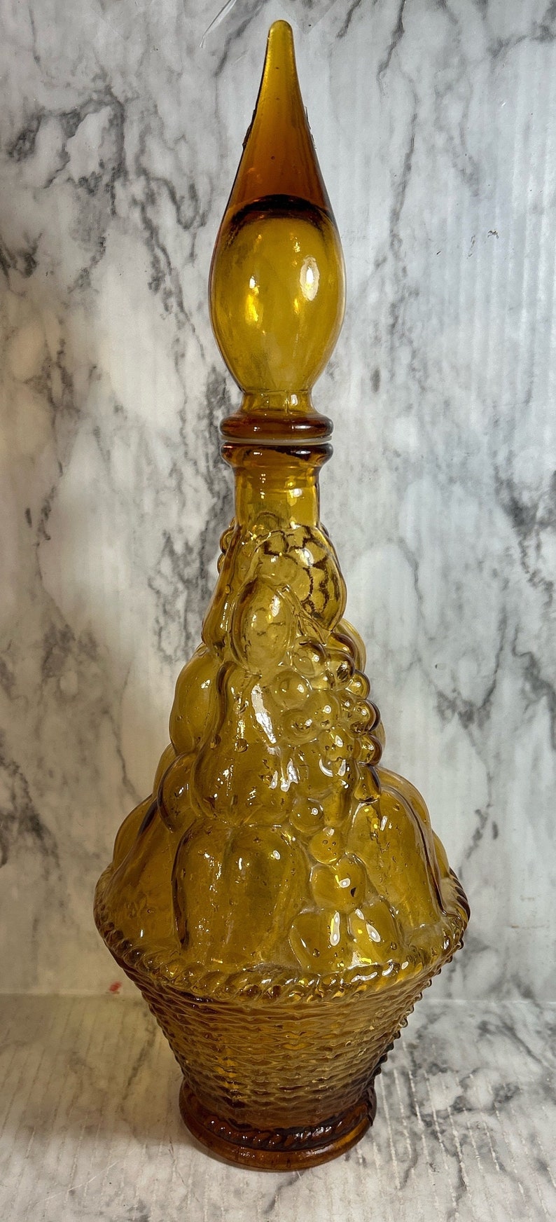 Vintage Amber Decanter Empoli Glass Fruit Basket Decanter W Stopper ...