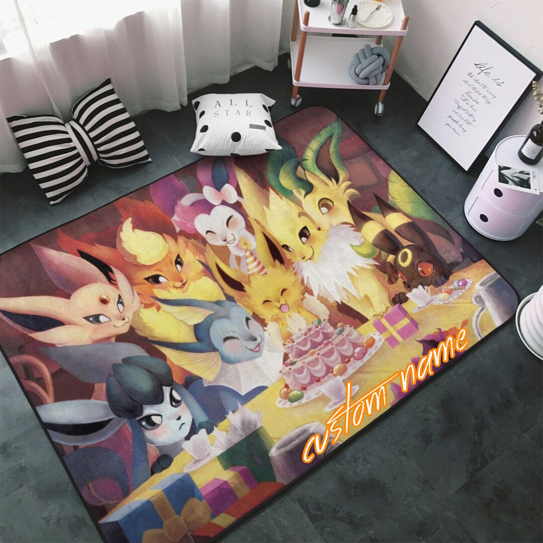 Pokemon Eevee Carpet 3D Printing Custom Name Mat Home Carpet - Etsy