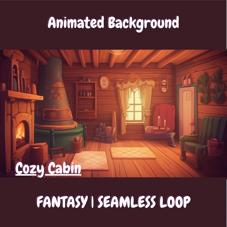 ANIMATED BACKGROUND Cozy Cabin Ambience Looped Background Vtuber Twitch ...