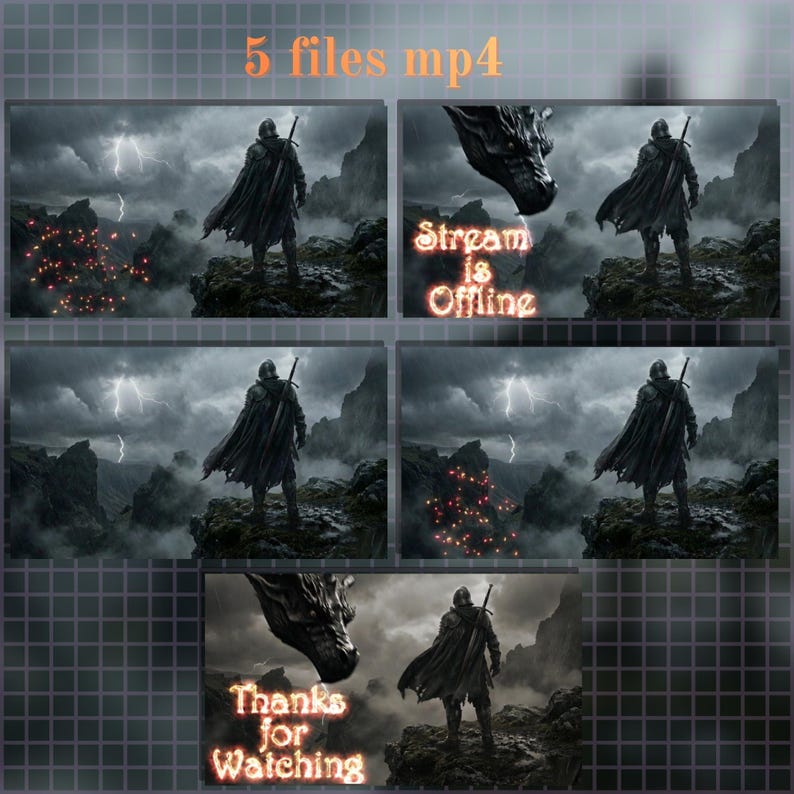 Animated Twitch Overlay Starting Soon Dark Fantasy Dragon & Knight RPG ...