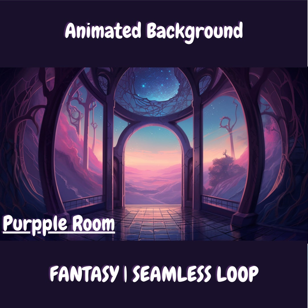 ANIMATED BACKGROUND Purple Room Landscape Cozy Ambience Looped Vtuber ...