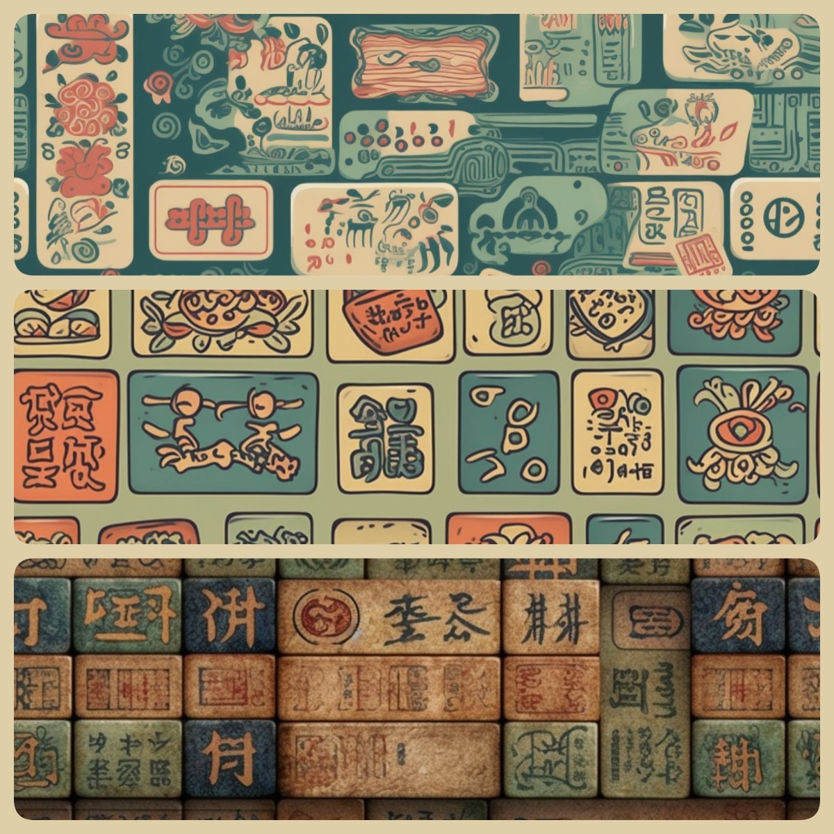 18 Chinese Mahjong Patterns, Asian, Mysterious, Dragon, Unique, by ...