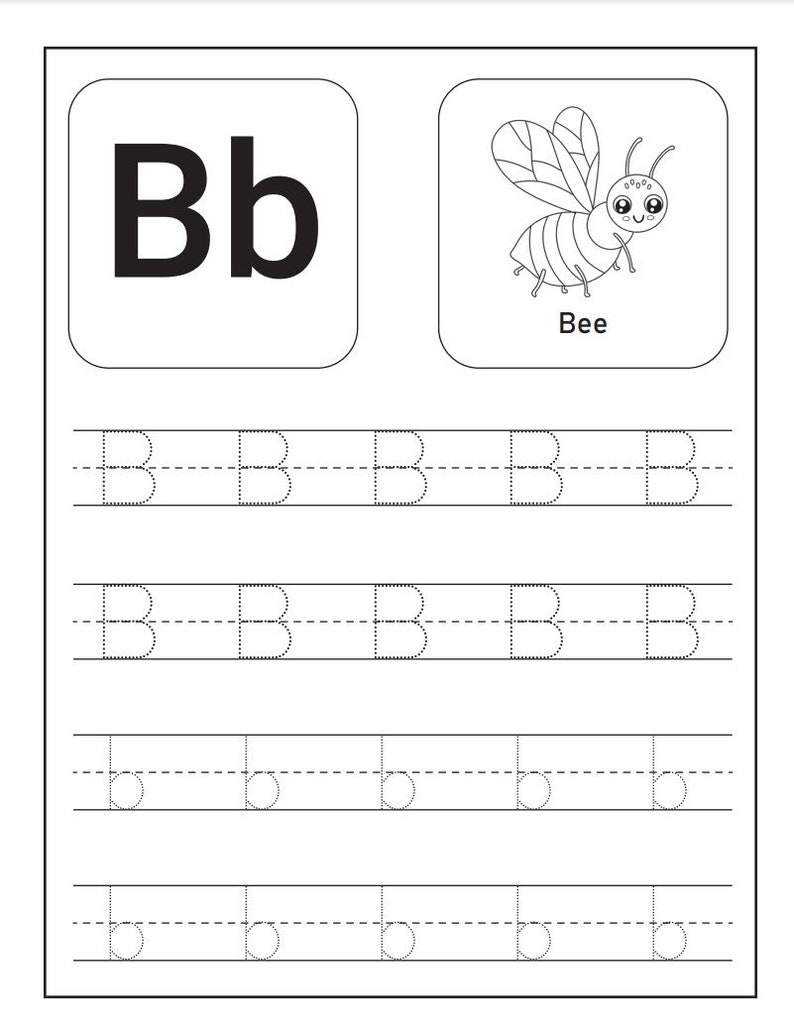 Kids ABC Learning Worksheets: Tracing & Coloring (digital Download) - Etsy