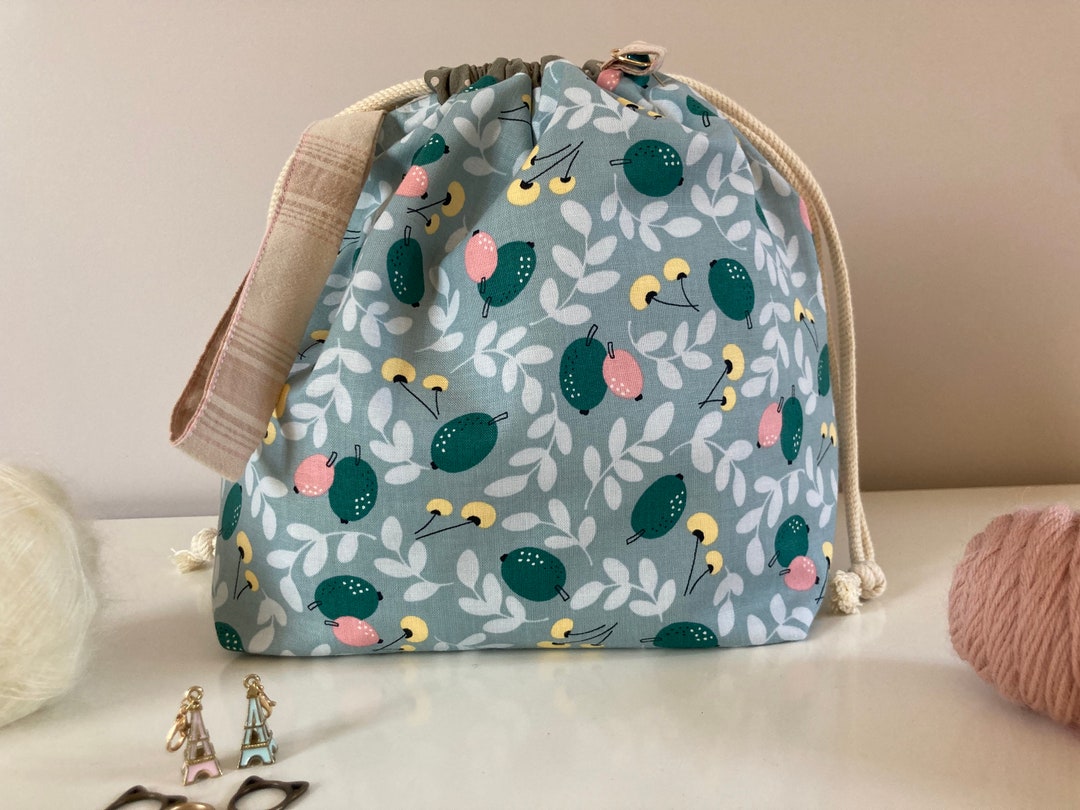 Hawthorn Forest Project Bag, 100% Cotton Knitting Bag With Pockets - Etsy