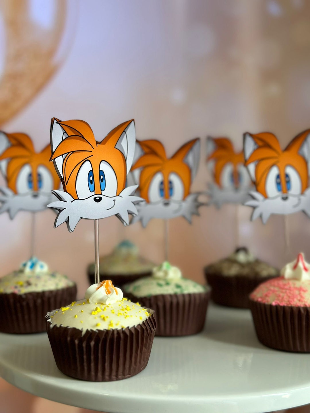 Tails Cupcake Toppers, Tails Birthday, Tails Party, Sonic Party, Sonic ...