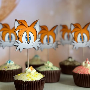 Tails Cupcake Toppers, Tails Birthday, Tails Party, Sonic Party, Sonic ...
