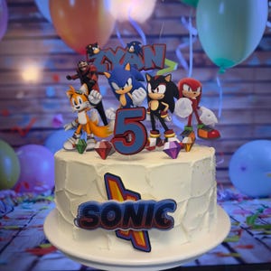 Sonic Birthday Cake Topper, Shadow, Knuckles, Tails, Cardstock Decor - Etsy