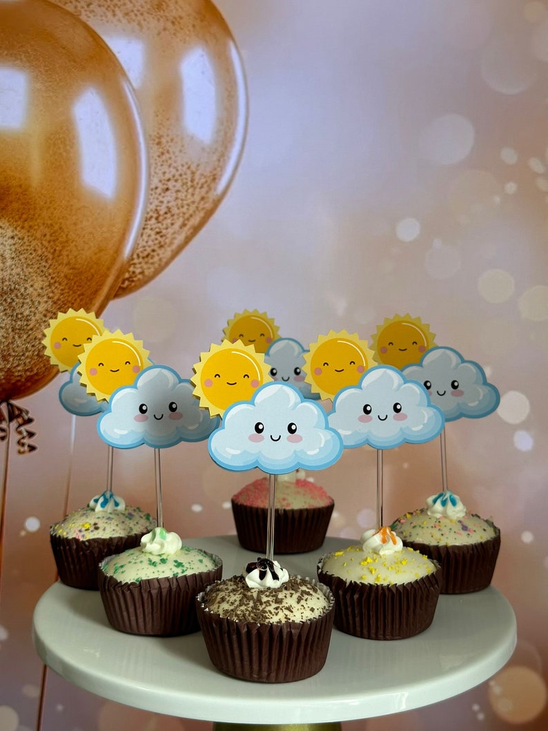 Fluffy Cloud Cupcake Toppers, Summer Party, Summer Birthday, Fluffy ...