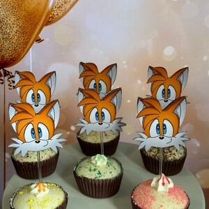 Tails Cupcake Toppers, Tails Birthday, Tails Party, Sonic Party, Sonic ...
