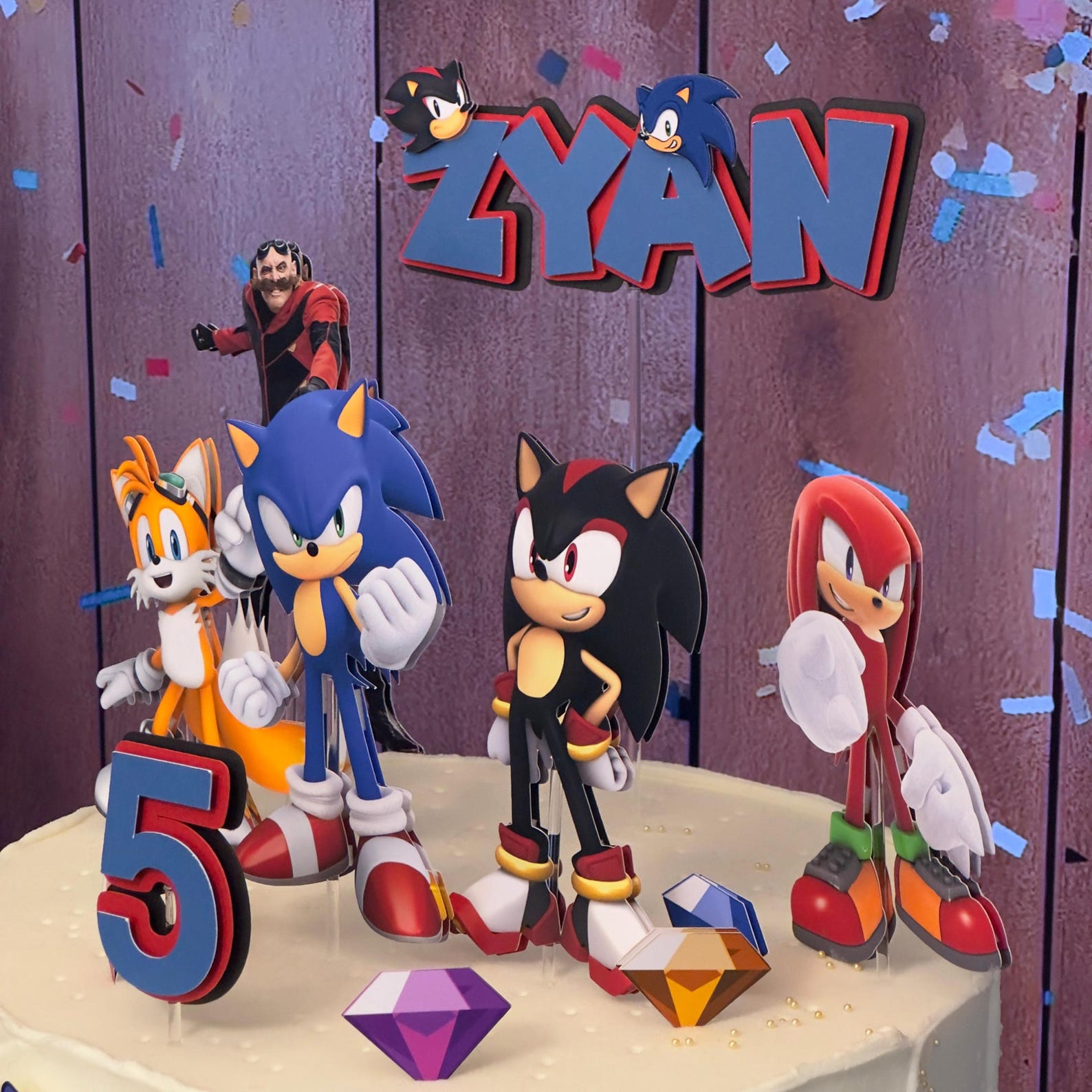 Sonic Birthday Cake Topper, Shadow, Knuckles, Tails, Cardstock Decor - Etsy
