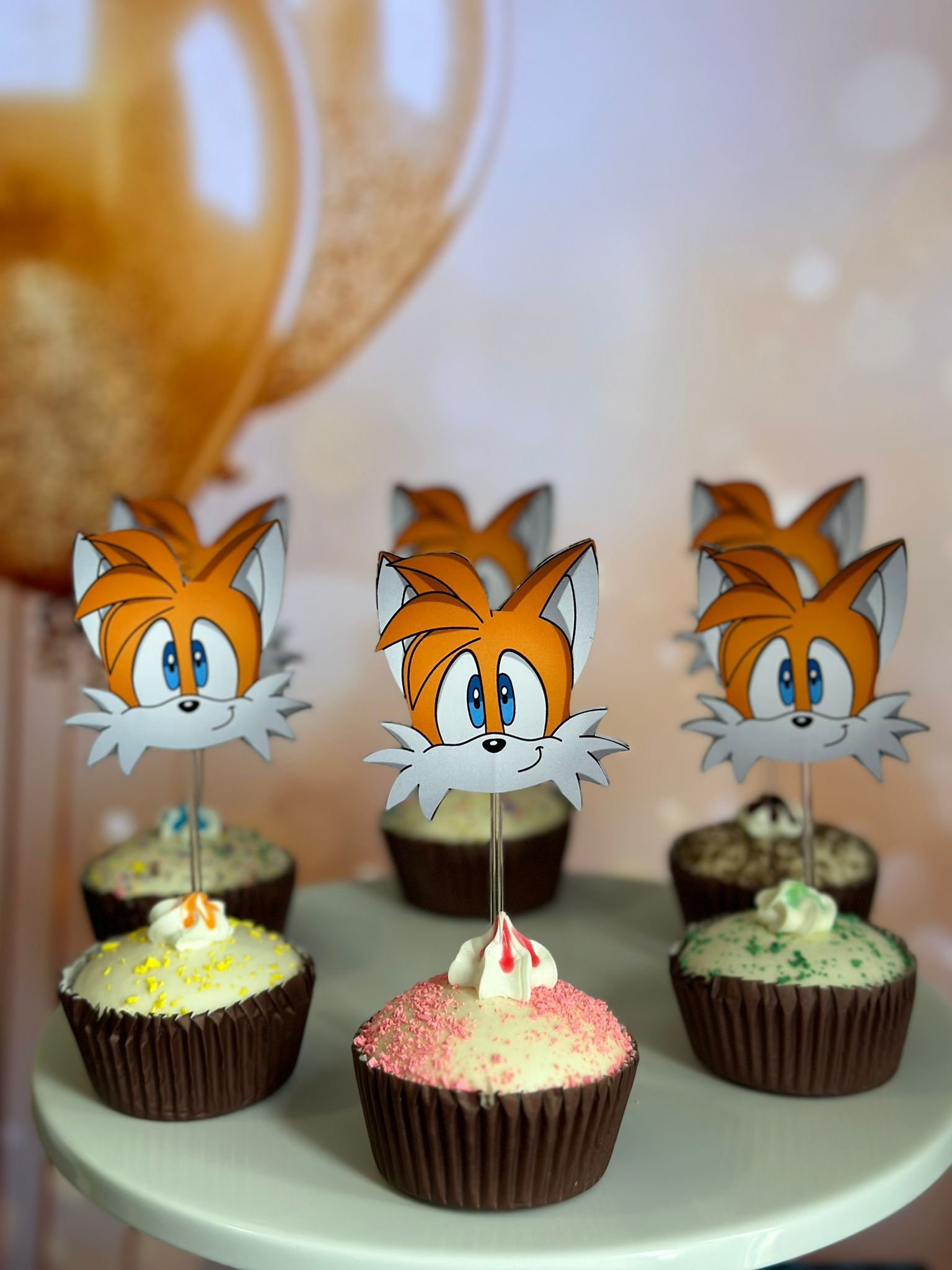 Tails Cupcake Toppers, Tails Birthday, Tails Party, Sonic Party, Sonic ...