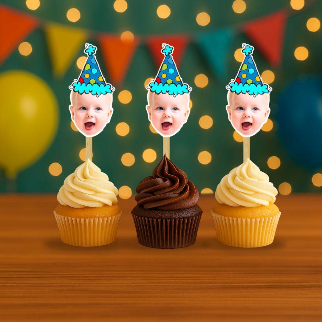 Personalized Photo Cupcake Toppers, Custom Birthday Party Decorations ...