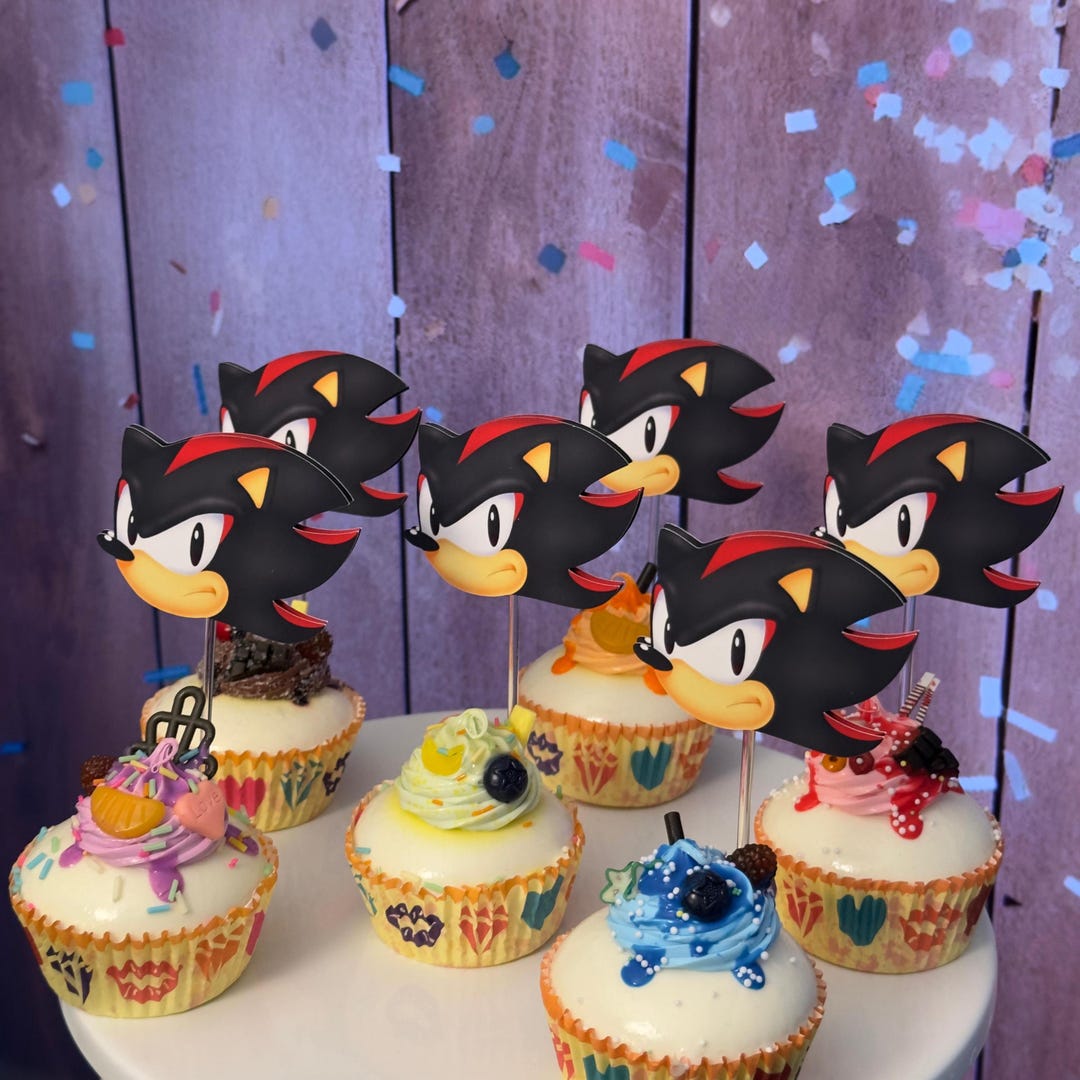 Shadow Cupcake Toppers, Sonic Birthday Party Decor - Etsy