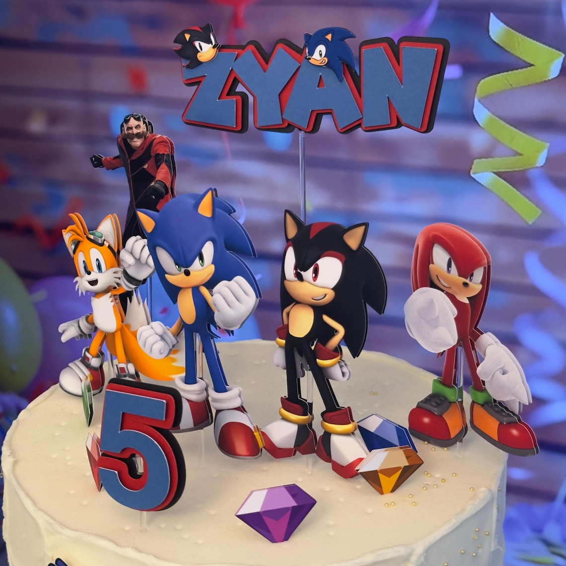 Sonic Birthday Cake Topper, Shadow, Knuckles, Tails, Cardstock Decor - Etsy