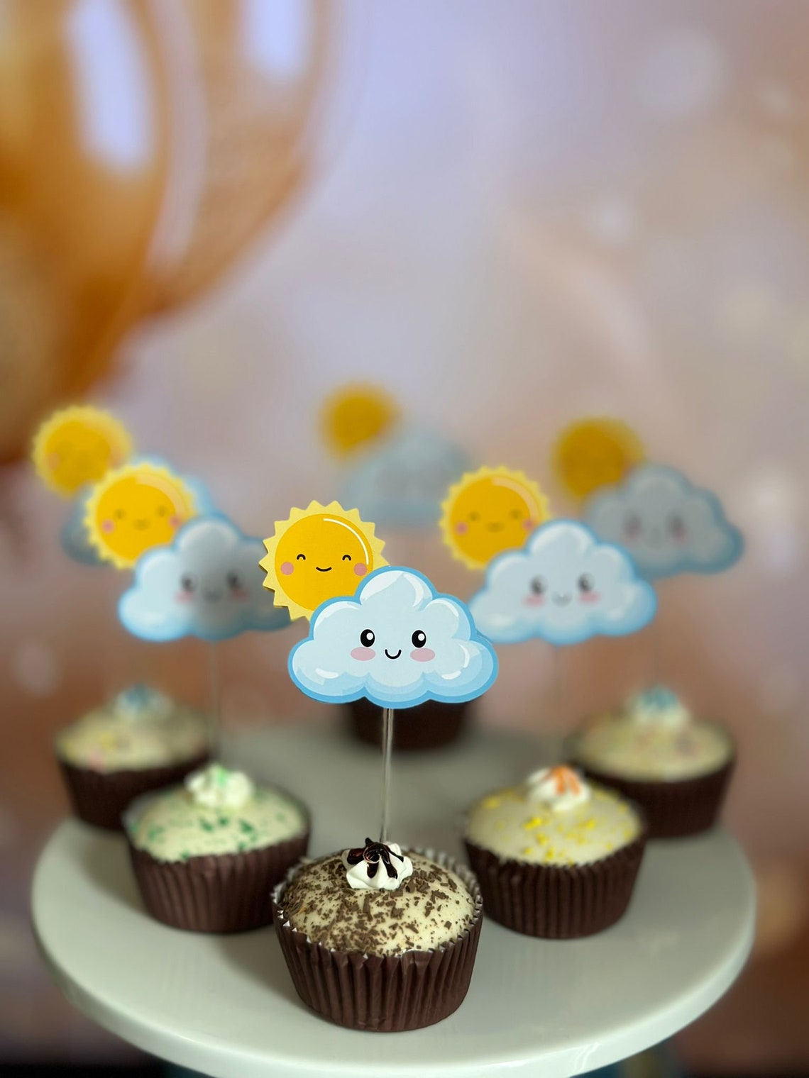 Fluffy Cloud Cupcake Toppers, Summer Party, Summer Birthday, Fluffy ...