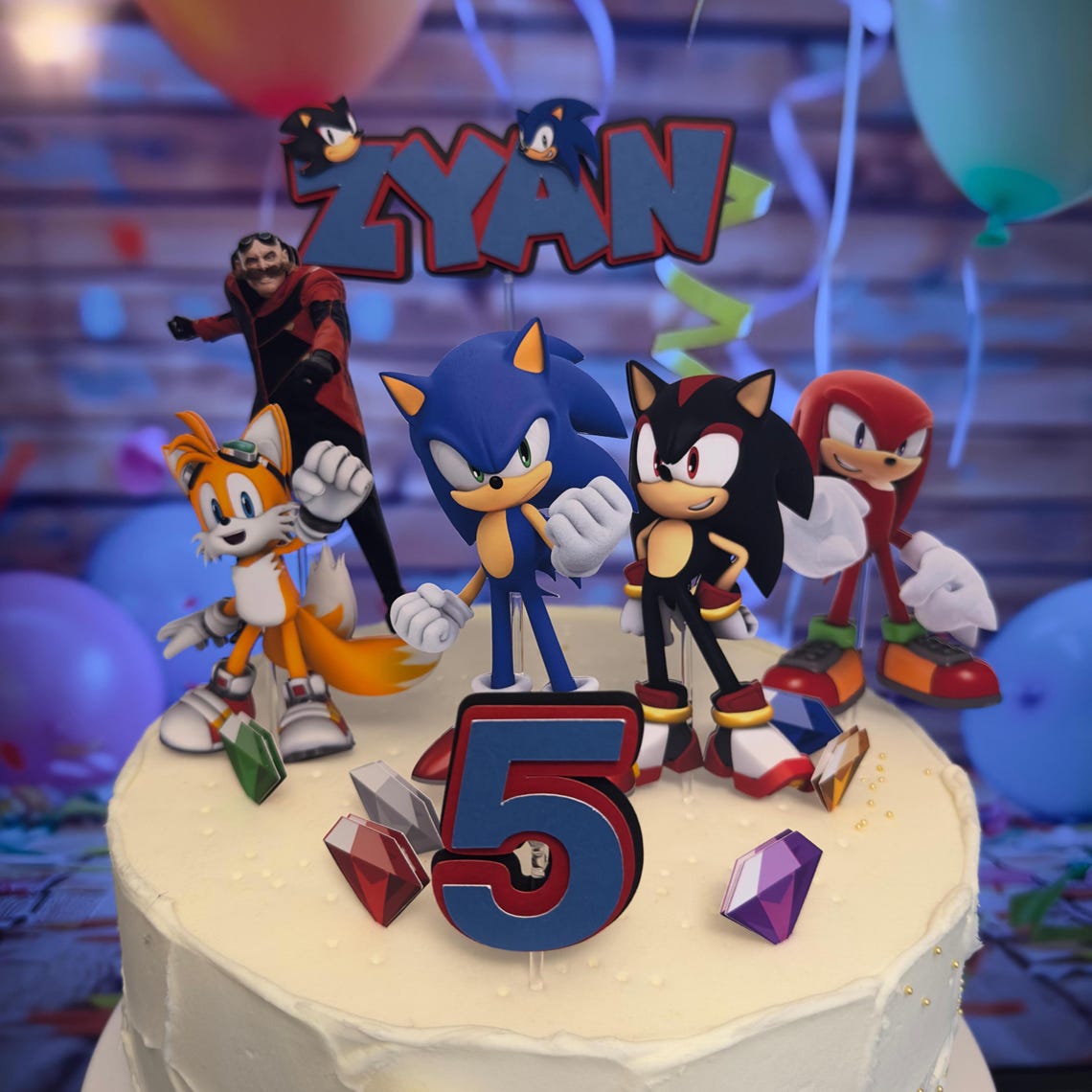 Sonic Birthday Cake Topper, Shadow, Knuckles, Tails, Cardstock Decor - Etsy