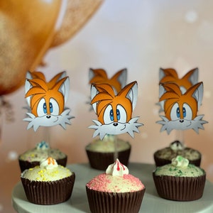 Tails Cupcake Toppers, Tails Birthday, Tails Party, Sonic Party, Sonic ...