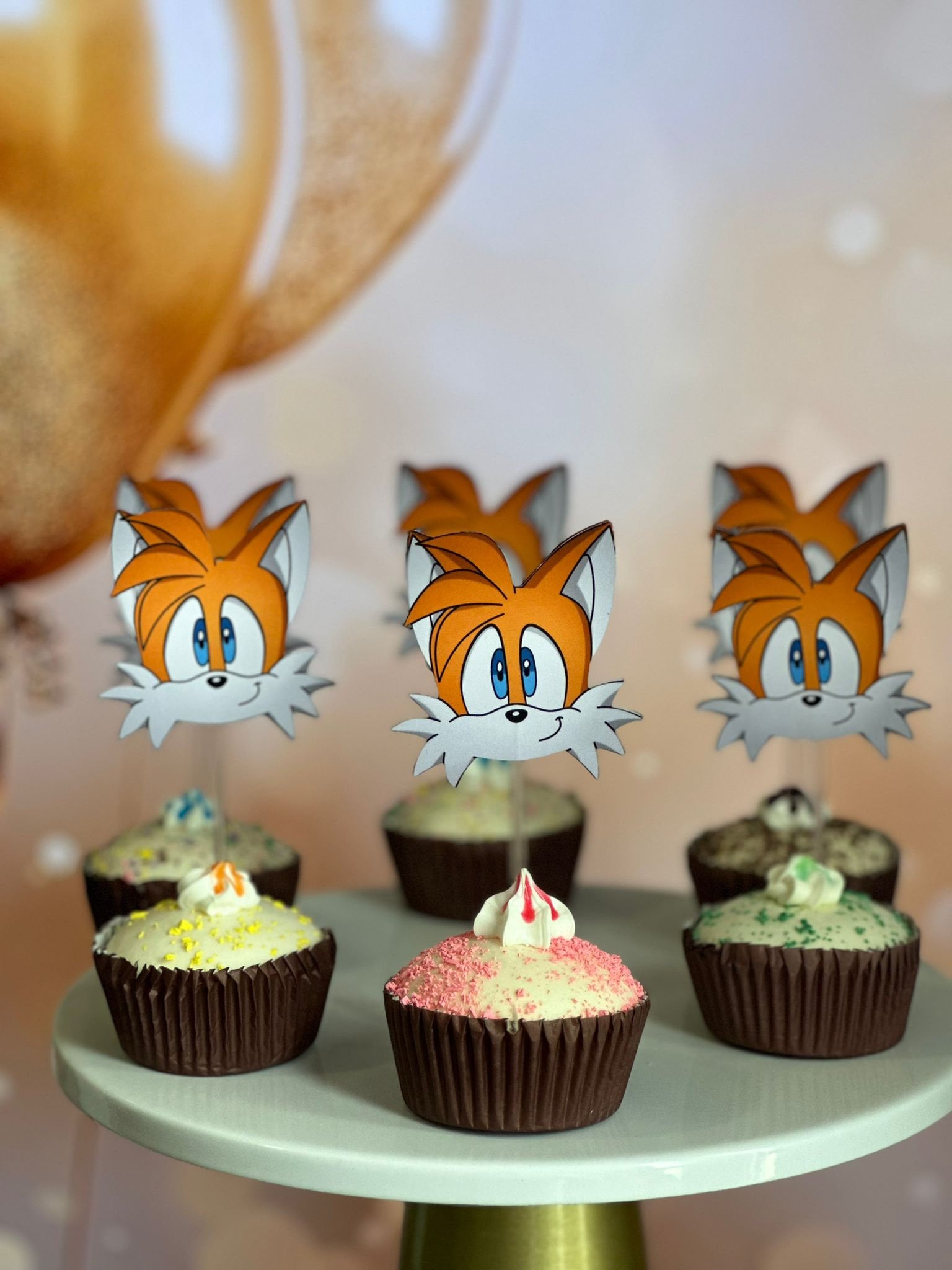 Tails Cupcake Toppers, Tails Birthday, Tails Party, Sonic Party, Sonic ...