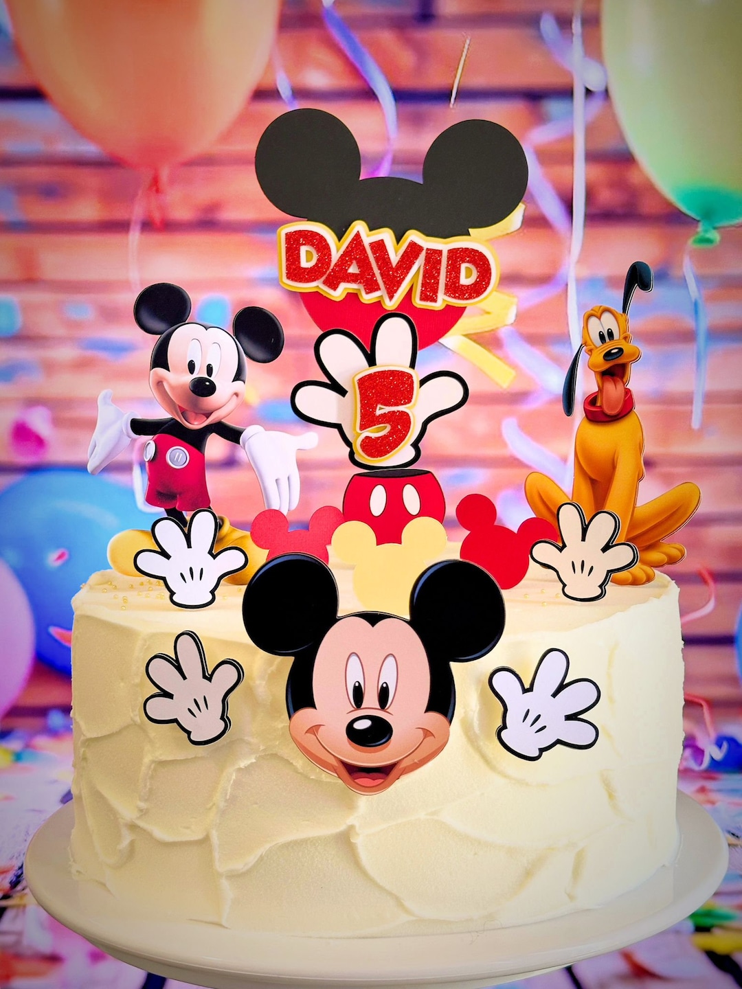 Personalized Mickey Mouse Cake Topper, Cardstock Party Decor - Etsy