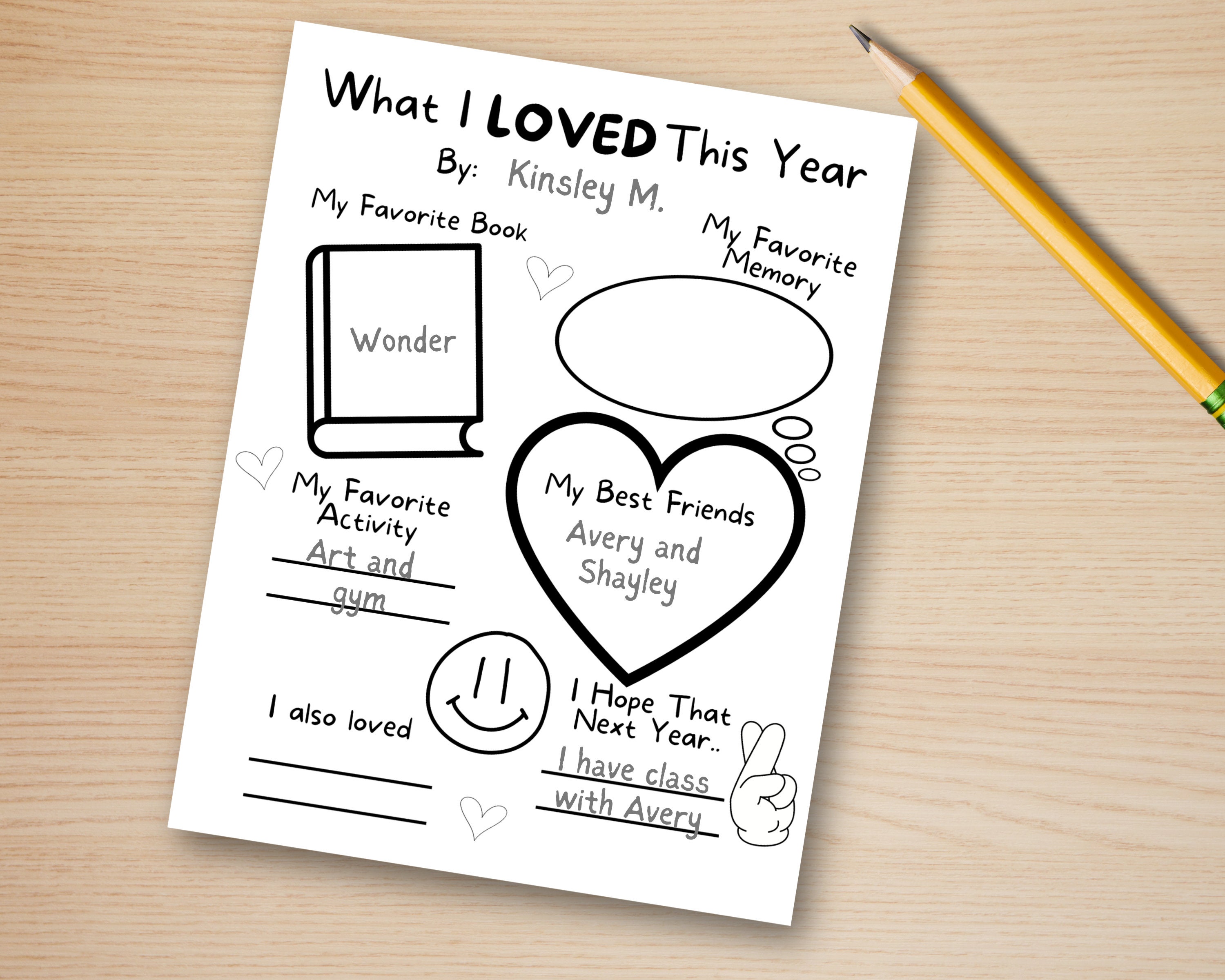 End of Year Worksheet - What I Loved School Worksheet - Elementary ...