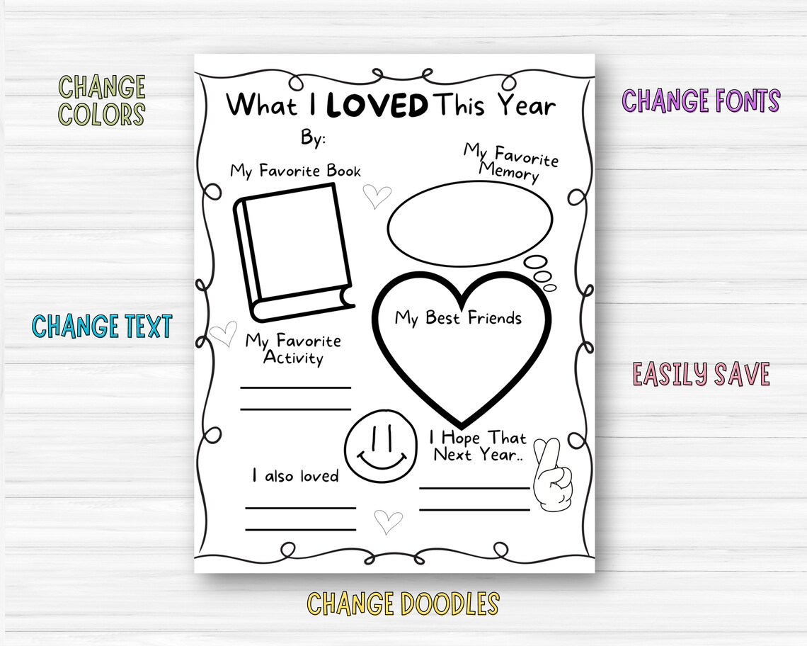 End of Year Worksheet - What I Loved School Worksheet - Elementary ...