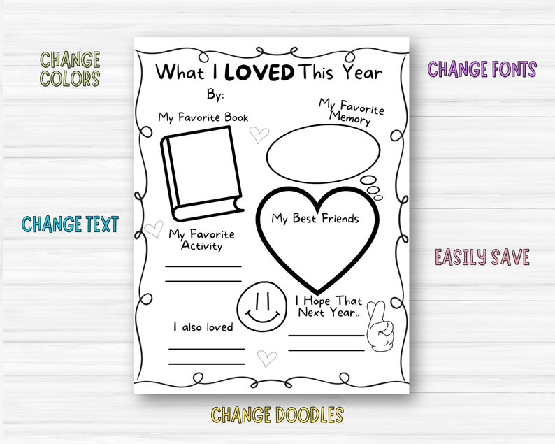 End of Year Worksheet - What I Loved School Worksheet - Elementary ...